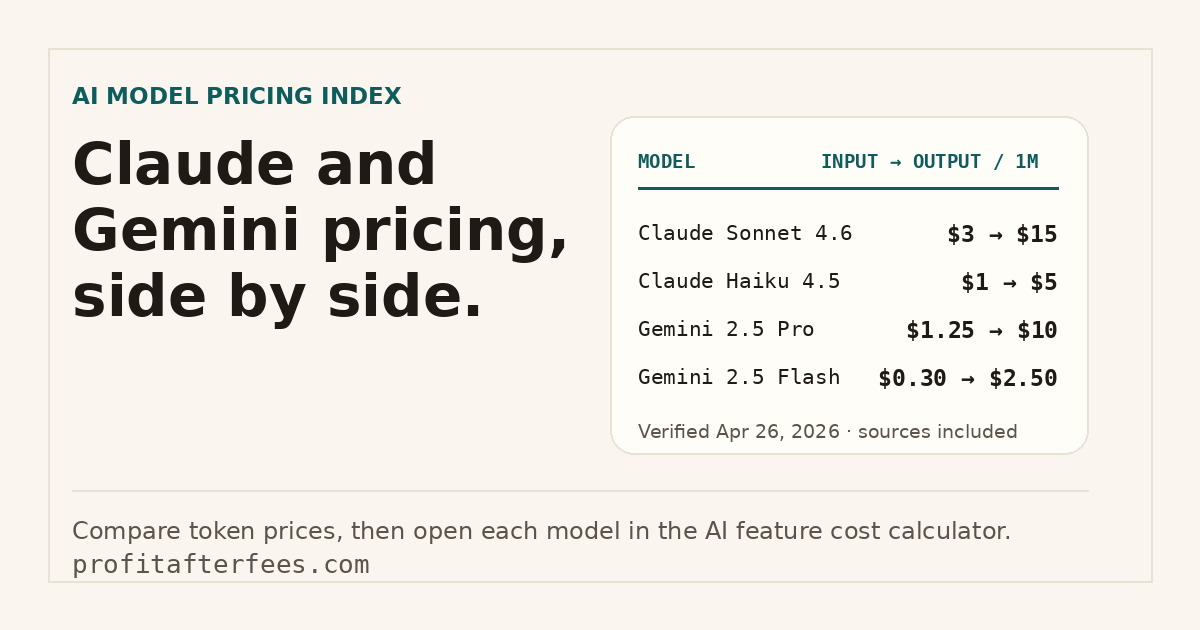 AI Model Pricing Index | Claude & Gemini API Costs